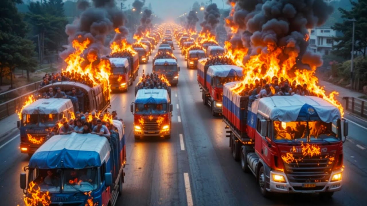2 minutes ago! A bus convoy carrying elite Russian troops was ambushed ...