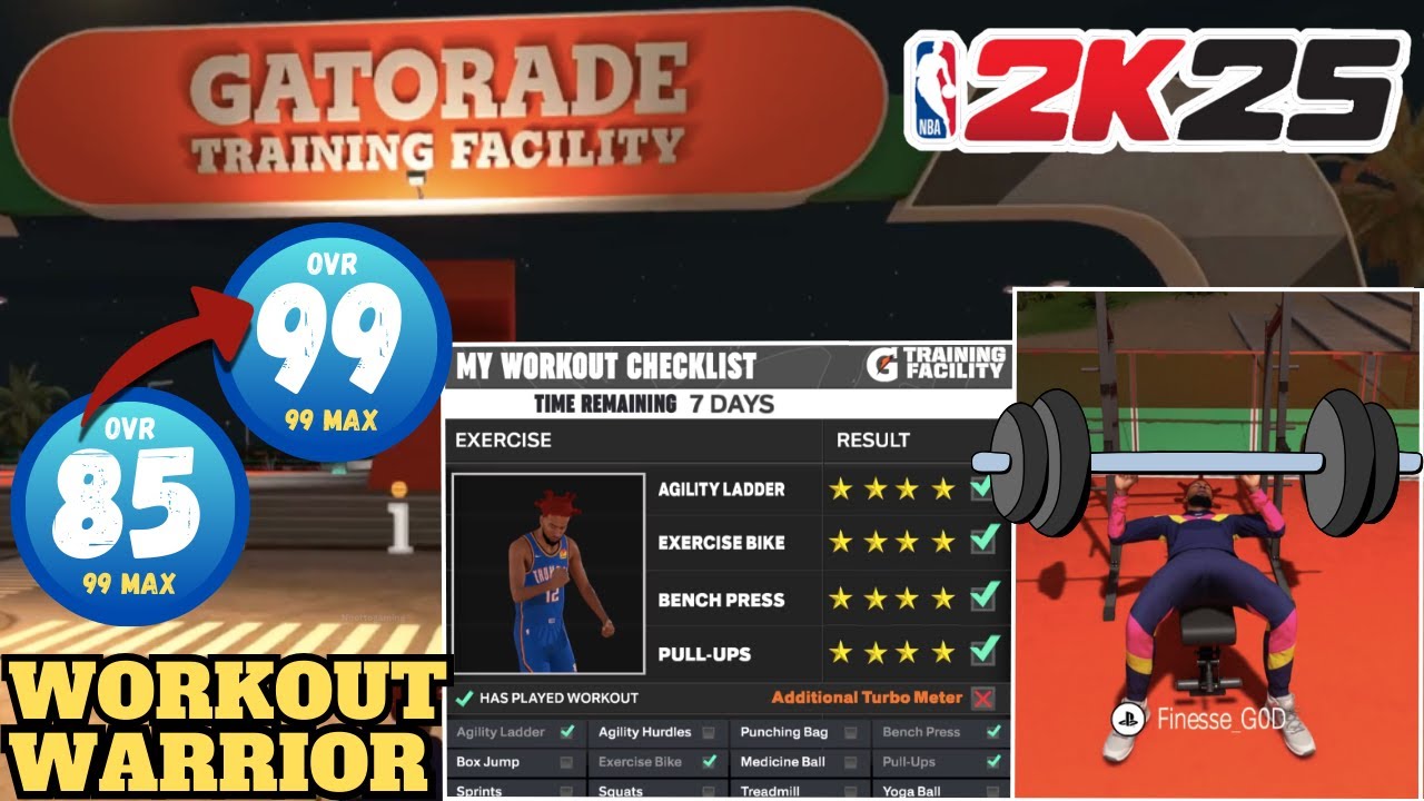 NBA 2K25 MyCAREER PS5 - WORKOUT WARRIOR - FASTEST METHOD TO UNLOCK 99 ...
