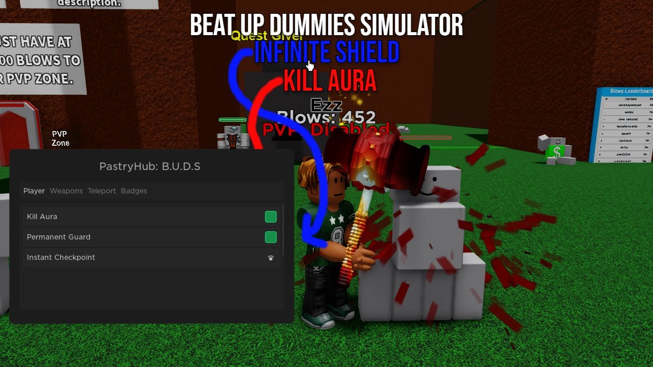 Beat Up Dummies Simulator Script | Kill Aura, INFINITE Shield, Get Badges and More! - YouTube