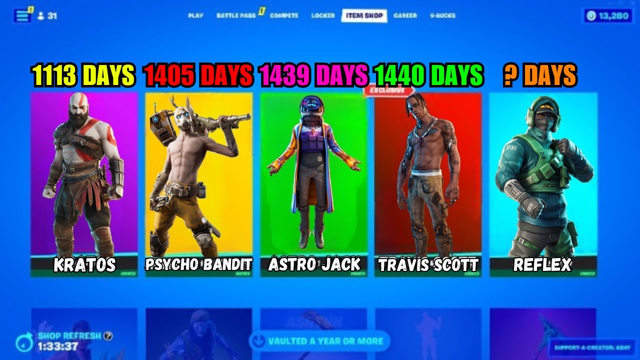 Top 20 Fortnite Skins With The Longest Item Shop Wait - YouTube