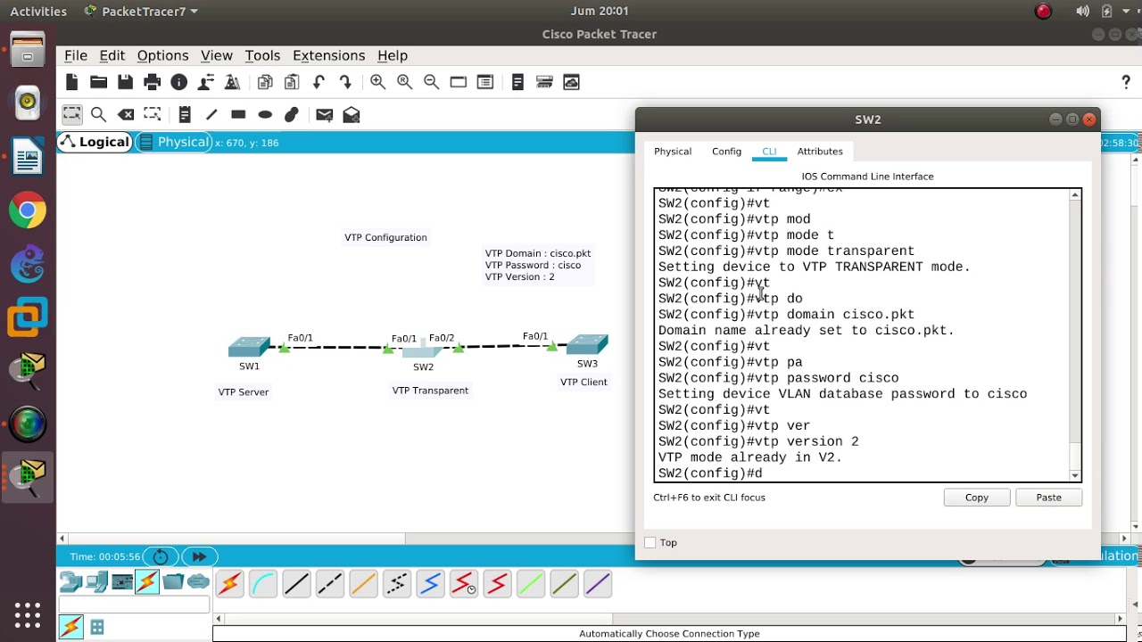 VTP Configuration in Cisco Packet Tracer 7.2 - YouTube