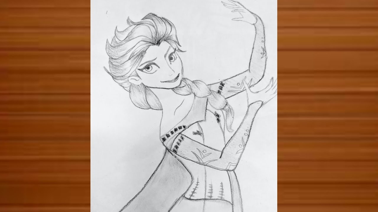 Realistic Frozen Character Elsa Sketch Tutorial for beginners easy step ...