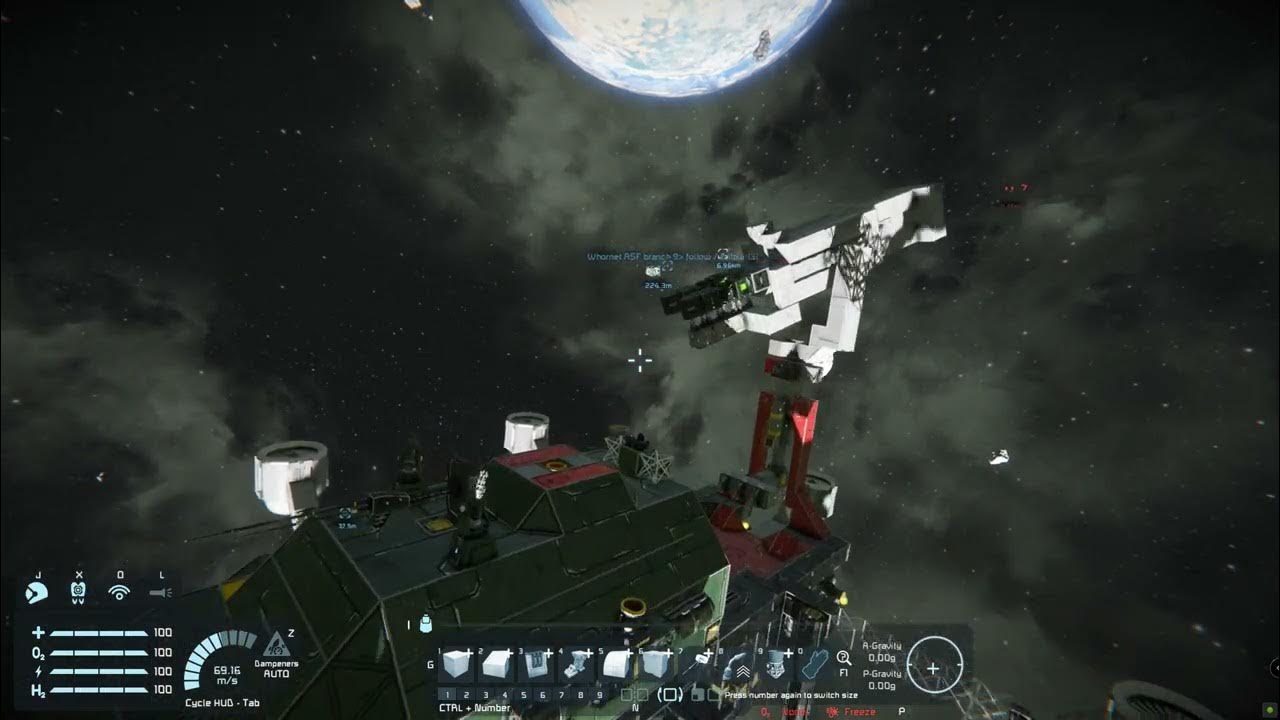 Space Engineers - AutoPillock script autodock flexing - moving and rotating carrier - YouTube