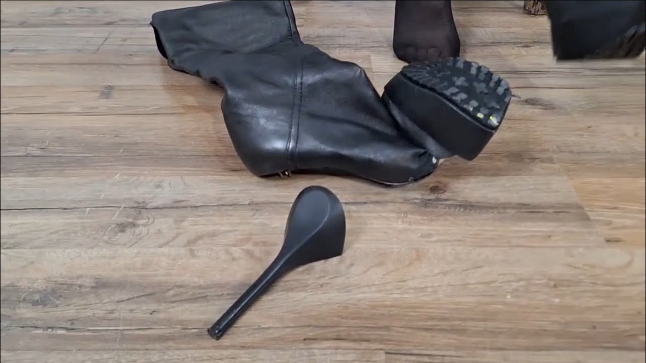 MISTRESS ALENA BROKE HIGH-HEELED BOOTS. TRAMPLING A TOY CAR. TRAILER ...
