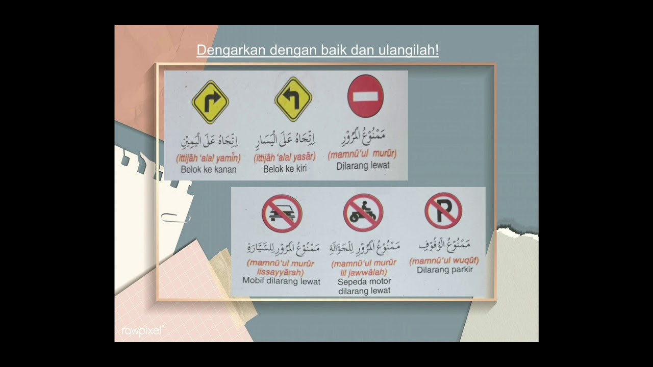 Arabic 2 (Rambu- rambu Lalu Lintas) Pertemyan 1 - YouTube
