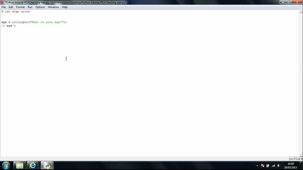 Python tutorial #13 Checking age - YouTube