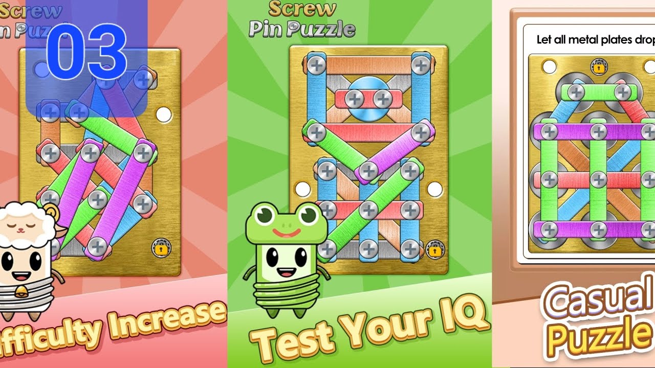 Screw pin puzzle, Part 03, level 01-02, walkthrough, gameplay - YouTube