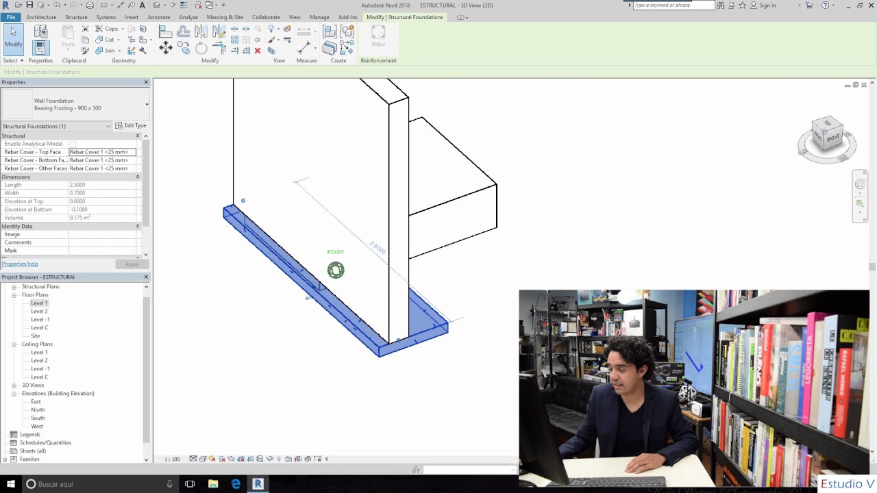 Zapata Corrida y Losa de Cimentacion - Revit Structural 2017 - YouTube