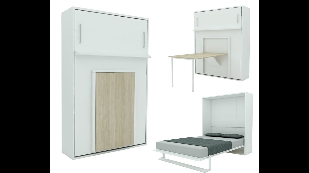 Multimo FROGG Wandbett / Schrankbett / Klappbett mit Esstisch - YouTube