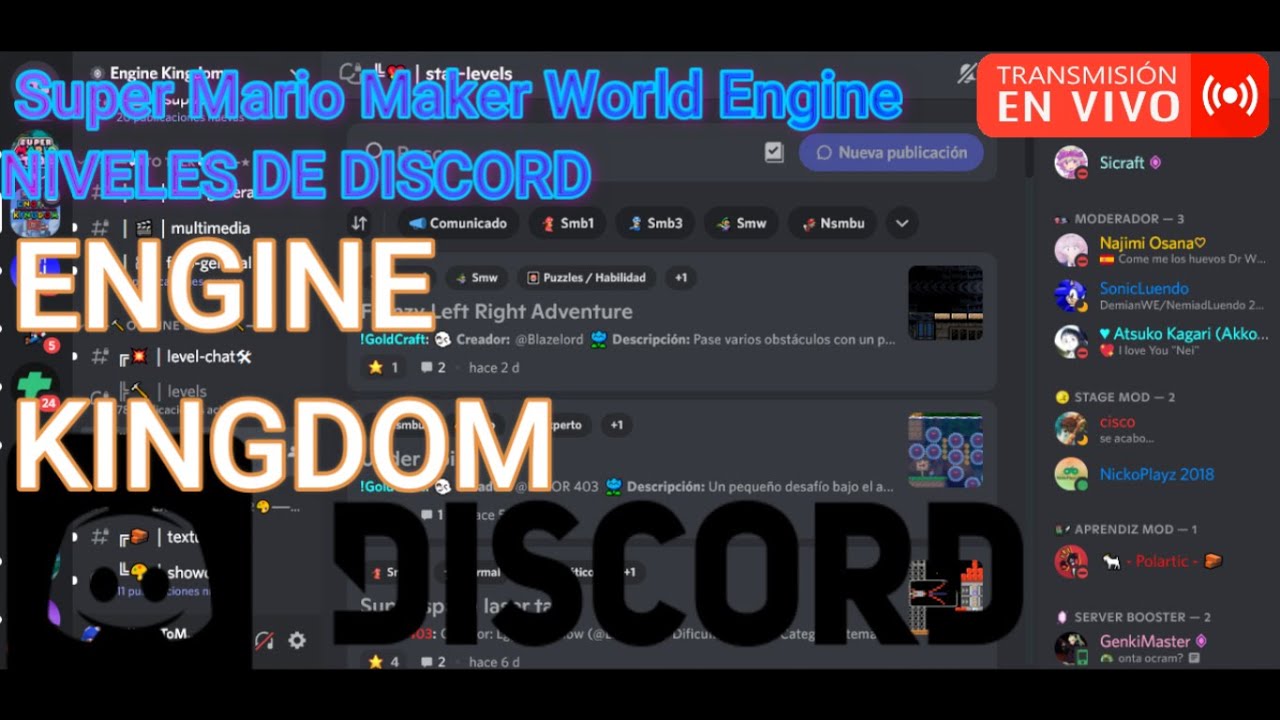 Super Mario Maker World Engine Smmwe Jugando niveles de discrod Un ...