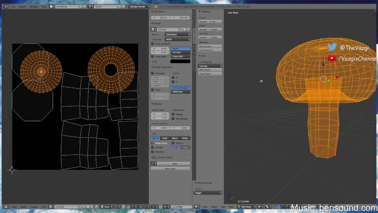 Making a mushroom (modelling uv map handpainting texture ) Modelling ...
