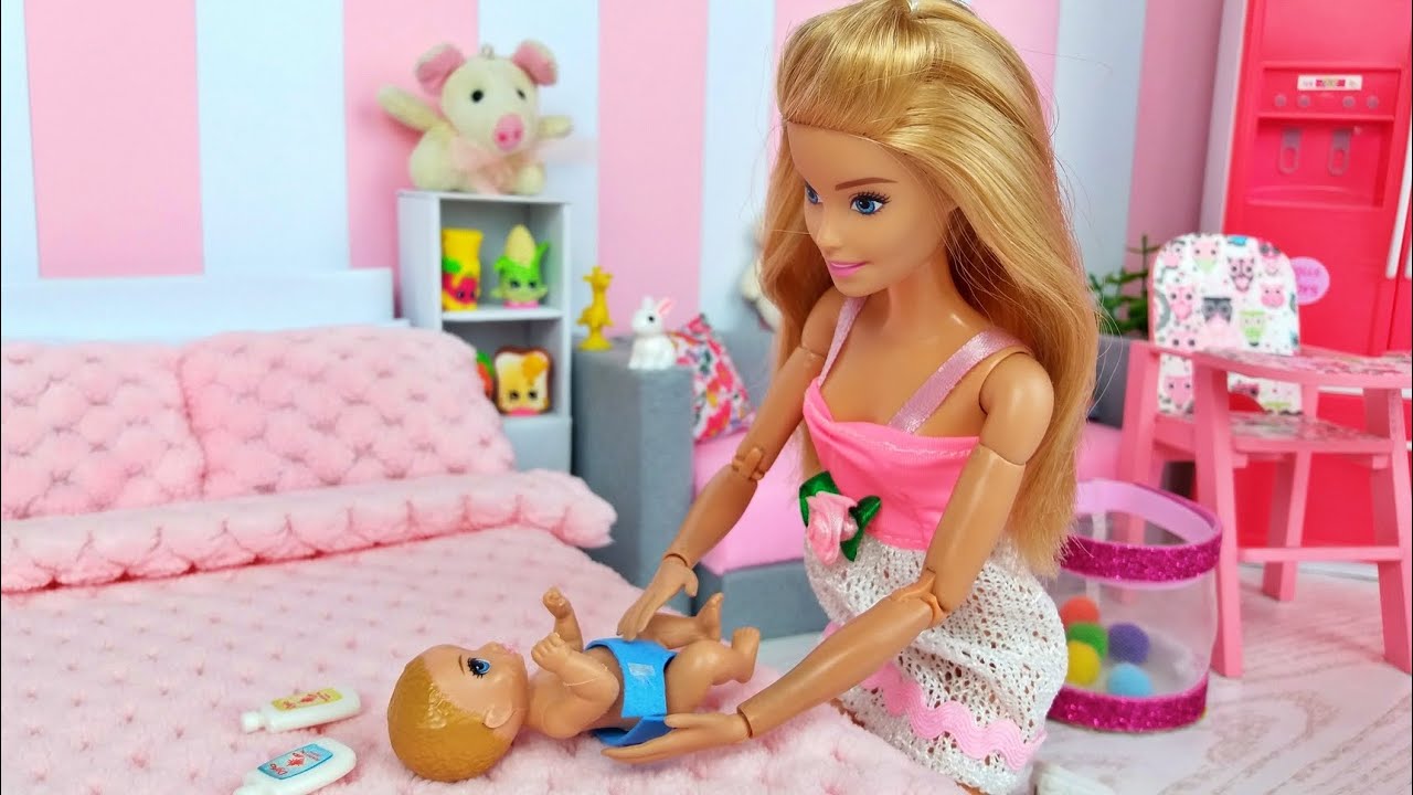 Barbie & Ken Morning Routine with Two Twins Baby 바비 켄의 아침일상 바비임신 - YouTube