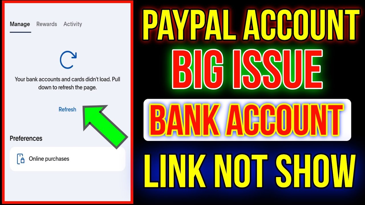 PayPal account me big issue bank account link not show - YouTube