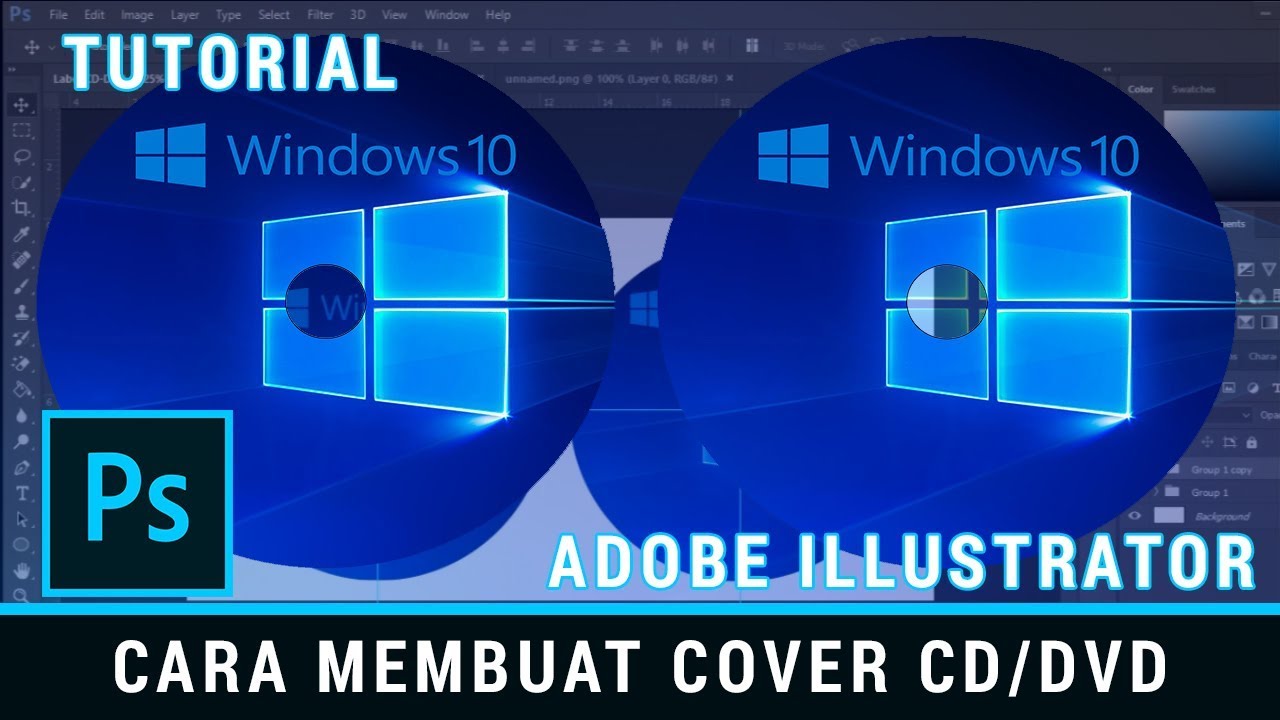Cara mudah membuat Cover Label CD-DVD menggunakan Adobe Photoshop - YouTube