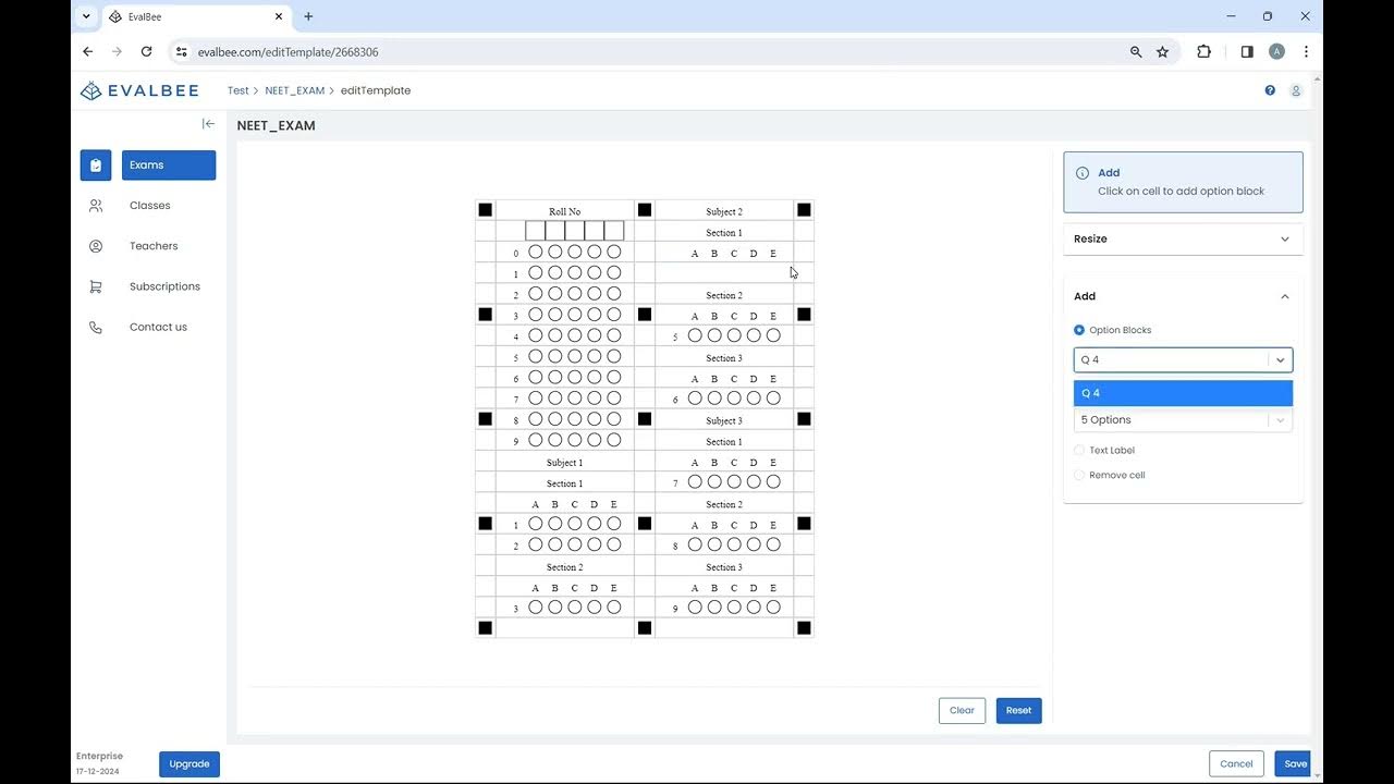Edit OMR/Bubble sheet design using Evalbee web application - YouTube