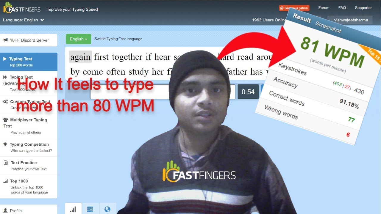 How it feels to type more than 80 WPM | 80 WPM 10fastfingers ...