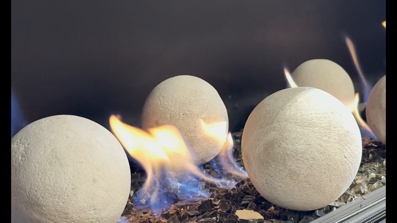 Flare Fireplaces Uniform White Stone Balls Premium Media - YouTube