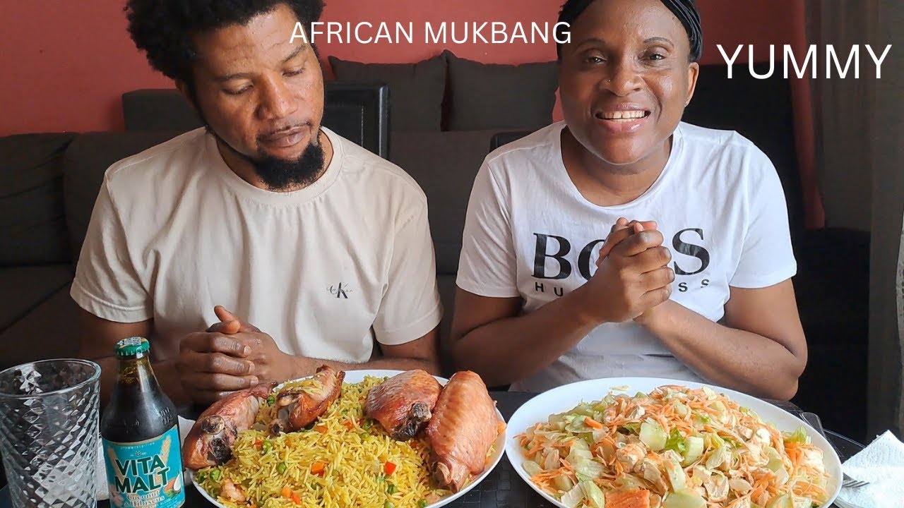 AFRICAN ASMR CHICKEN SALAD AND FRIED RICE WITH SMOKED TURKEY - YouTube