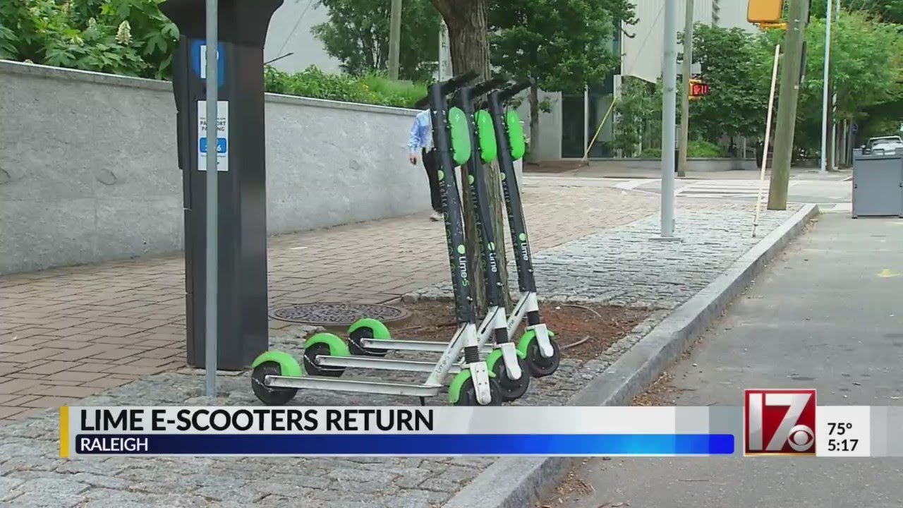 Lime E-Scooters return to Raleigh - YouTube