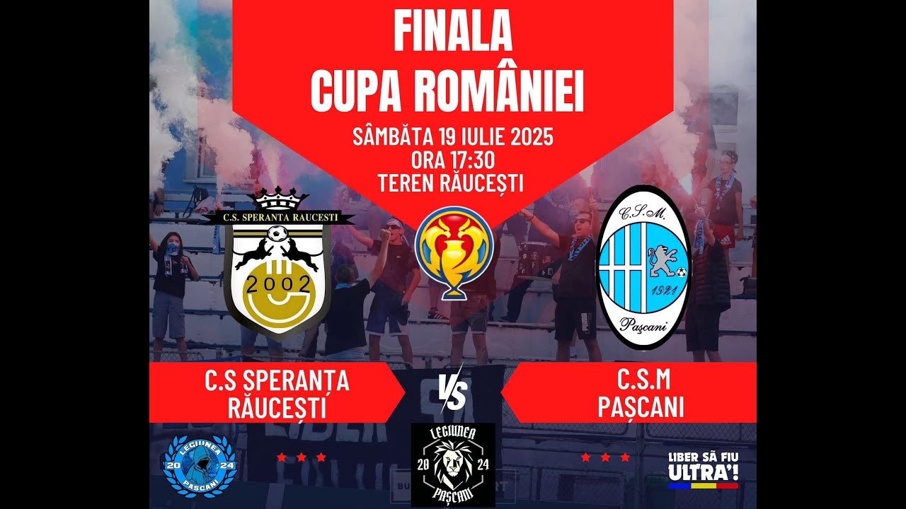 LIVE #FOTBAL - CUPA ROMANIEI: SPERANTA RAUCESTI - CSM PASCANI | FINALA ...