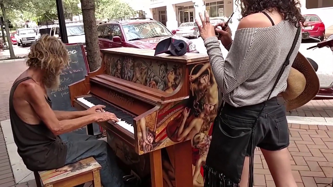 Homeless walked up to the piano ... and the magic began! - YouTube