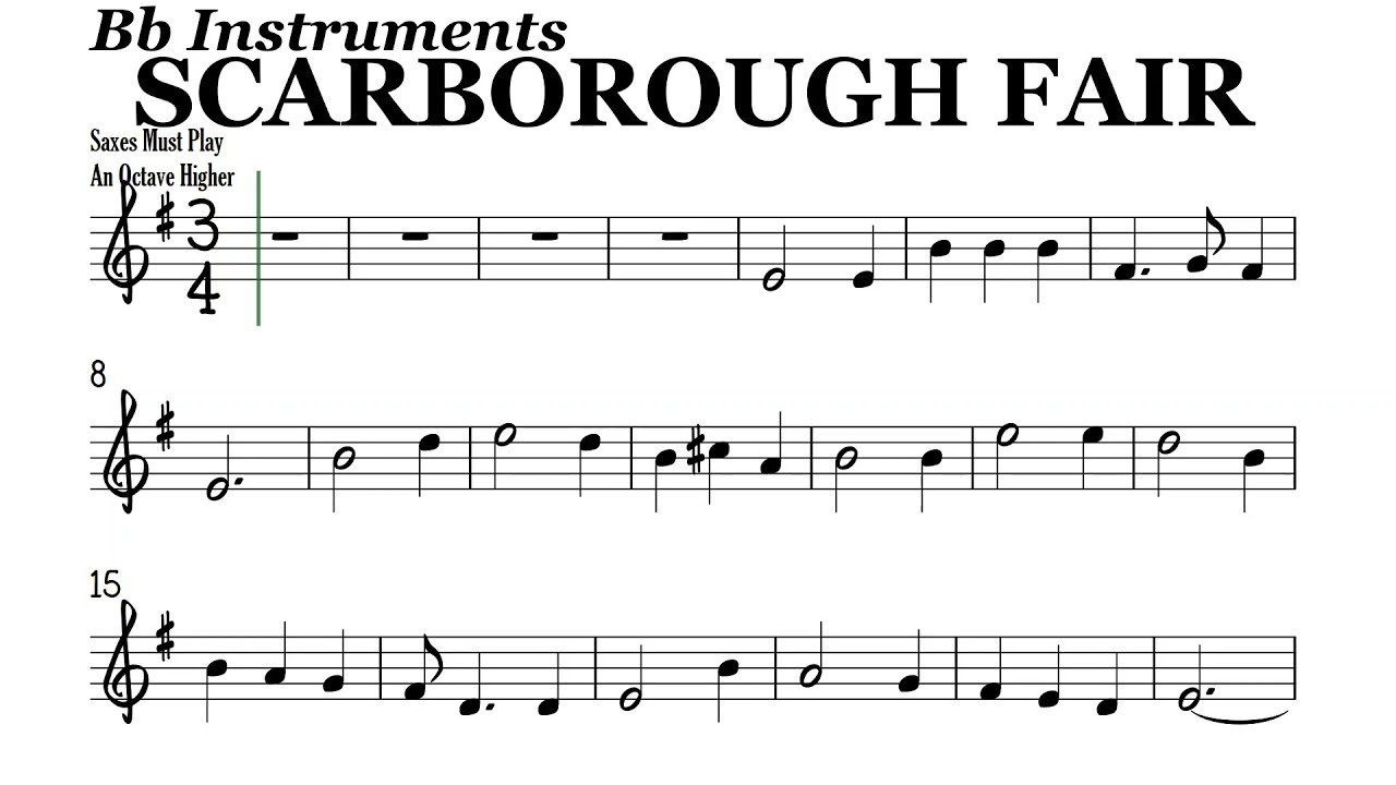 Scarborough Fair Bb Instruments Sheet Music Backing Track Play Along ...