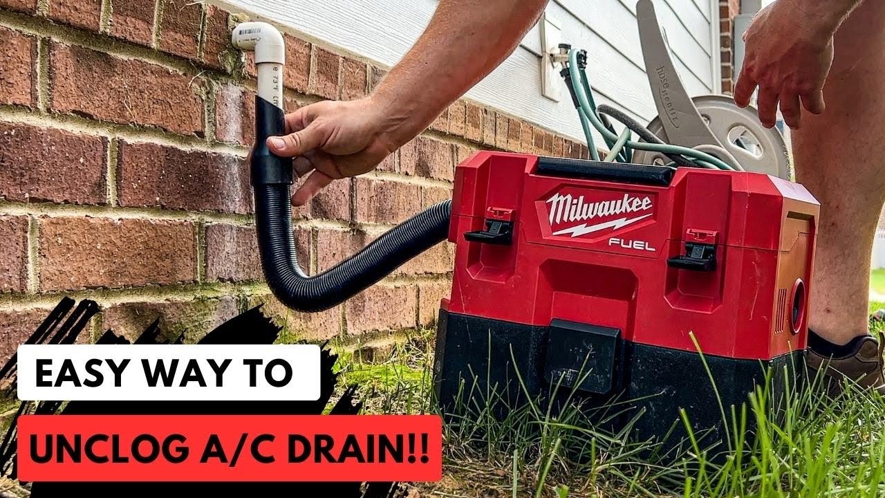 Remove Water from OVERFLOW Pan & Unclog A/C drain line the EASY way ...