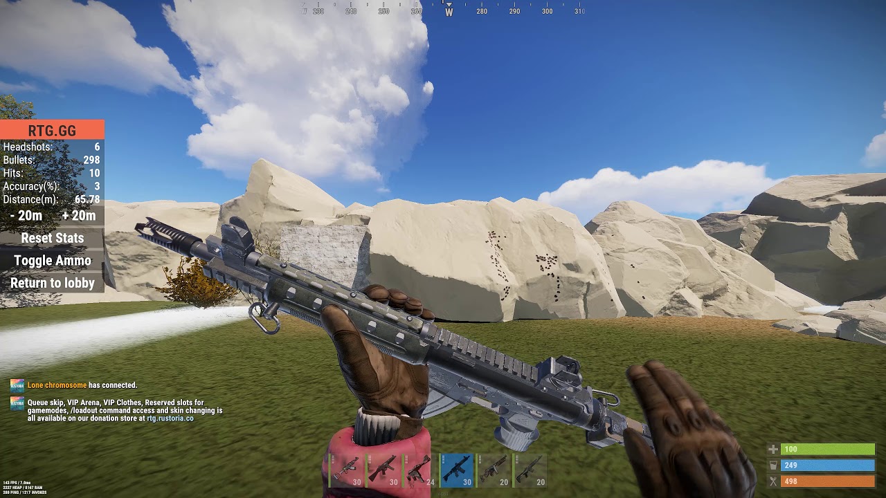 RUST difference between stand and sit(crouch)recoil/разница в отдаче в ...