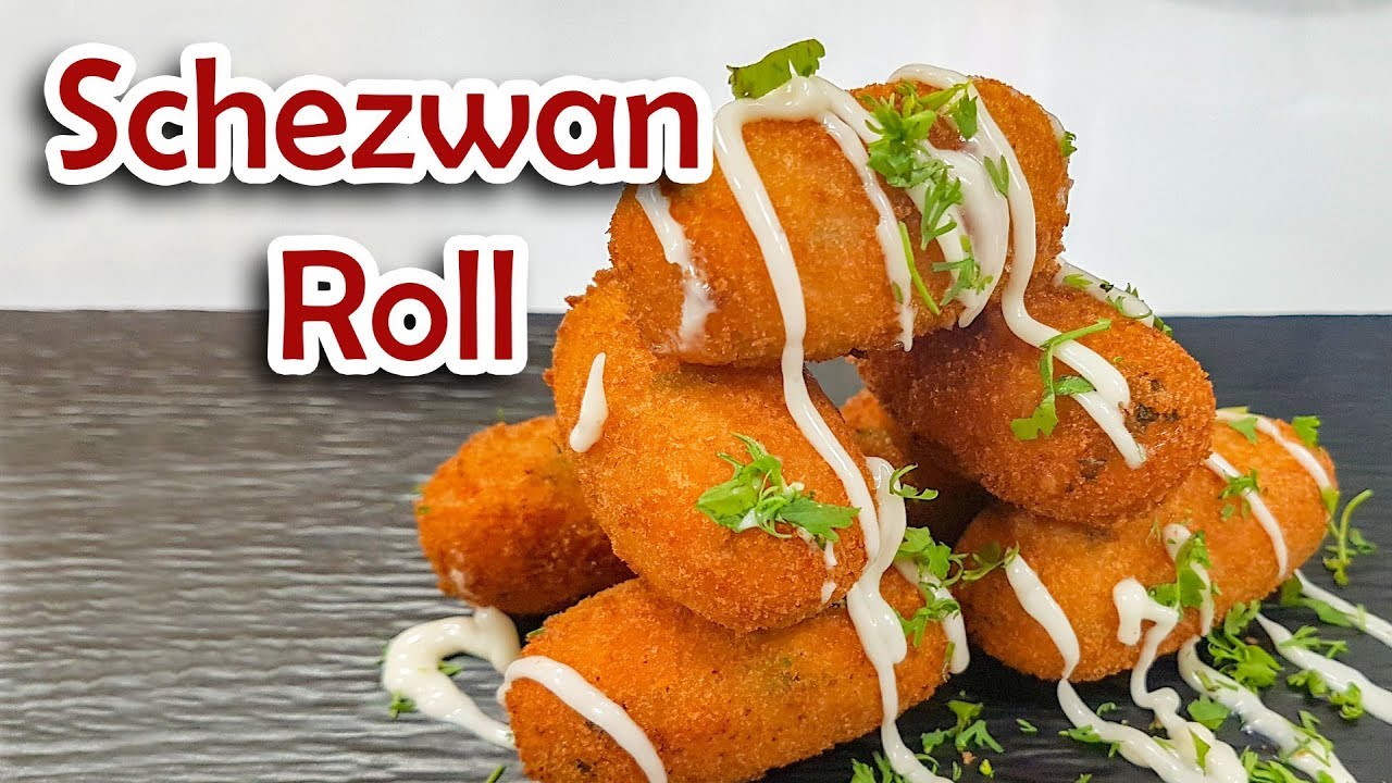 Schezwan Sauce Rolls Chinese Appetizer Snacks Recipe सेजवान रोल्स ...