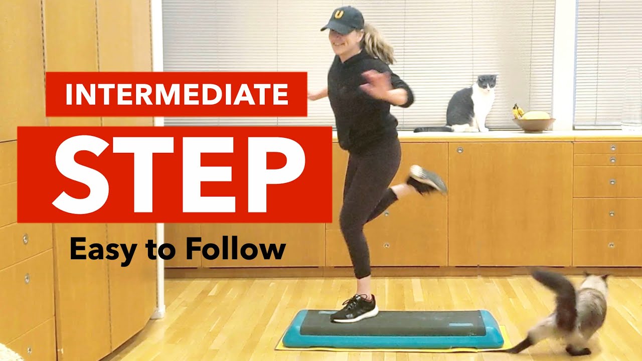 Intermediate Step Aerobics Workout #10 (46 MIN) Fun + Easy to follow ...
