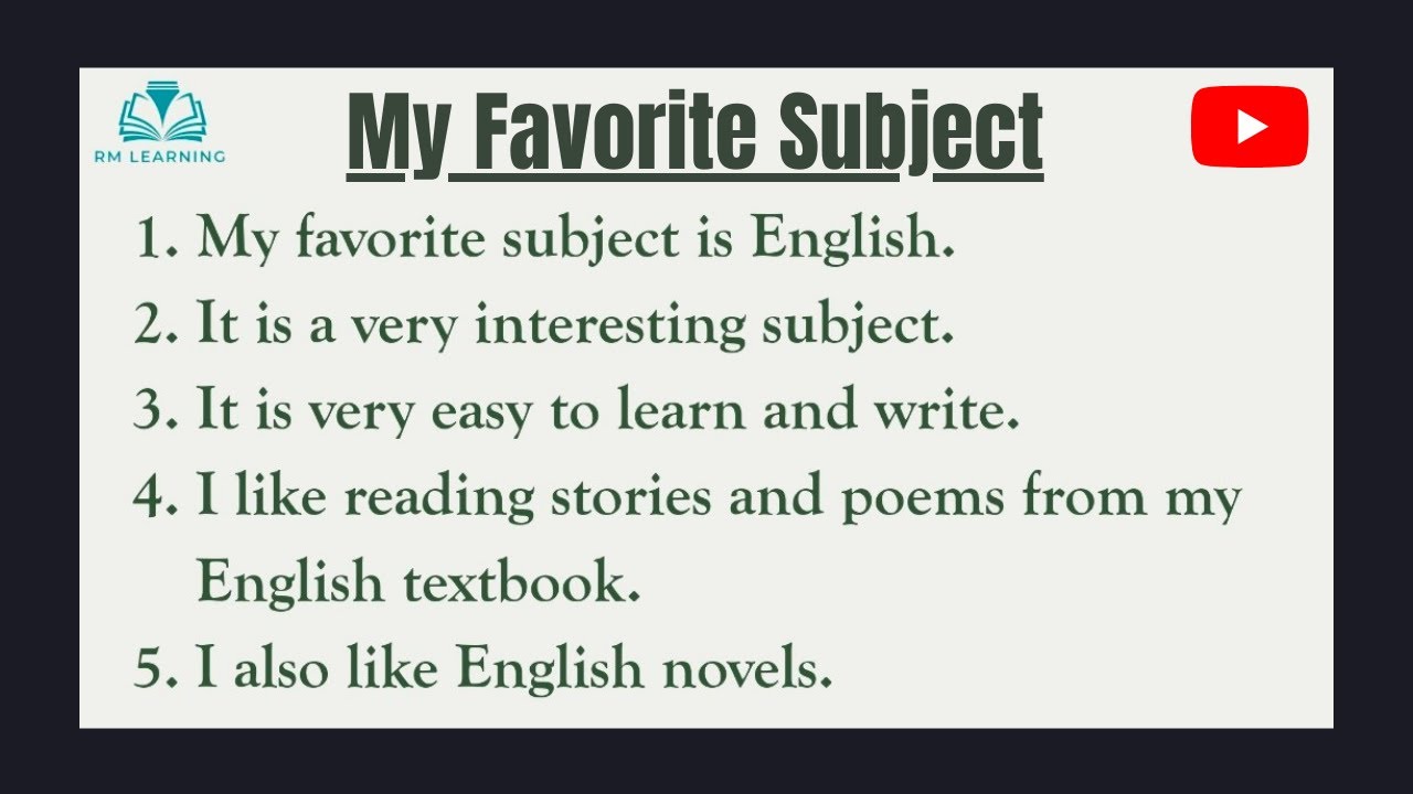 My Favorite Subject English Essay | 10 lines on my Favorite Subject English | Essay Writing ...
