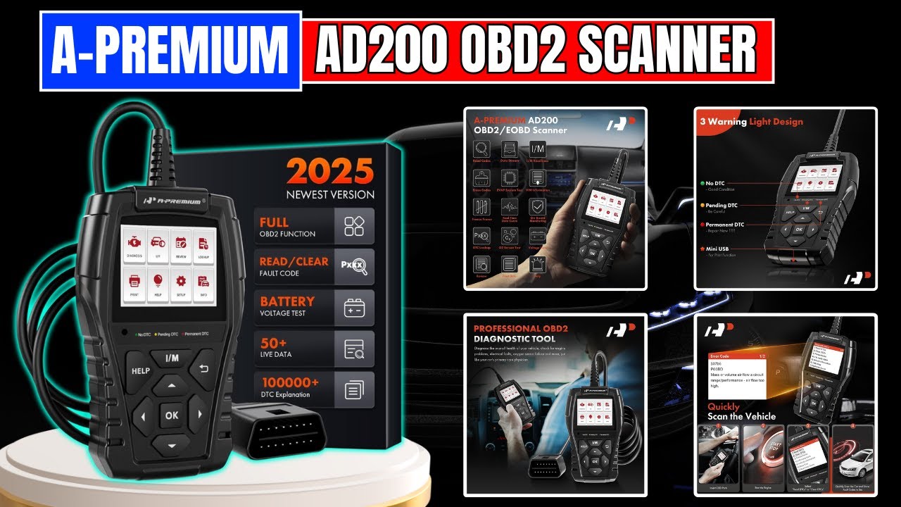 A-Premium AD200 OBD2 Scanner – Full Features & Honest Review! - YouTube