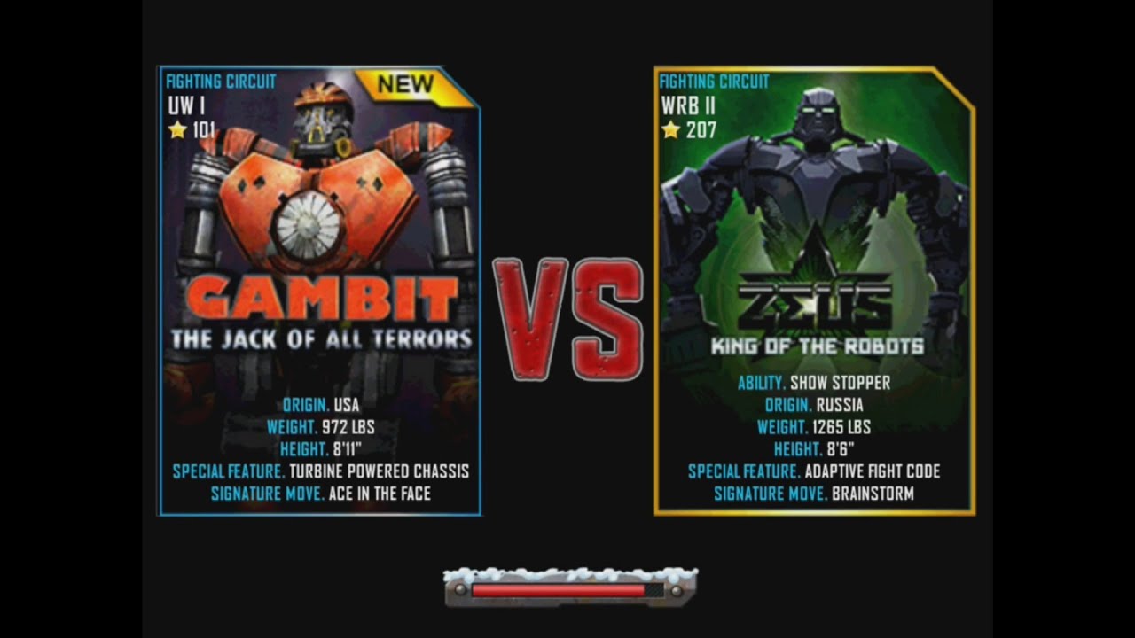 Real Steel WRB Gambit VS Zeus (champion) NEW ROBOT Christmas updating ...
