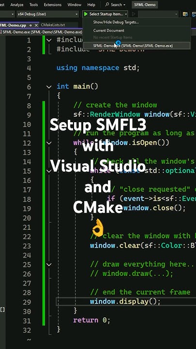 Setting up SFML 3 with CMake and Visual Studio - YouTube