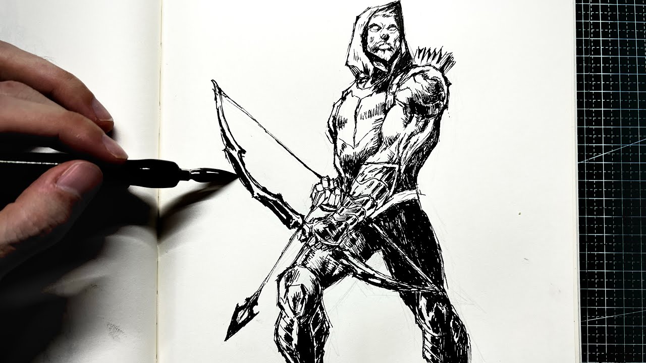 How to Draw Connor Kenway Ready to Shoot an Arrow | Time Lapse - YouTube