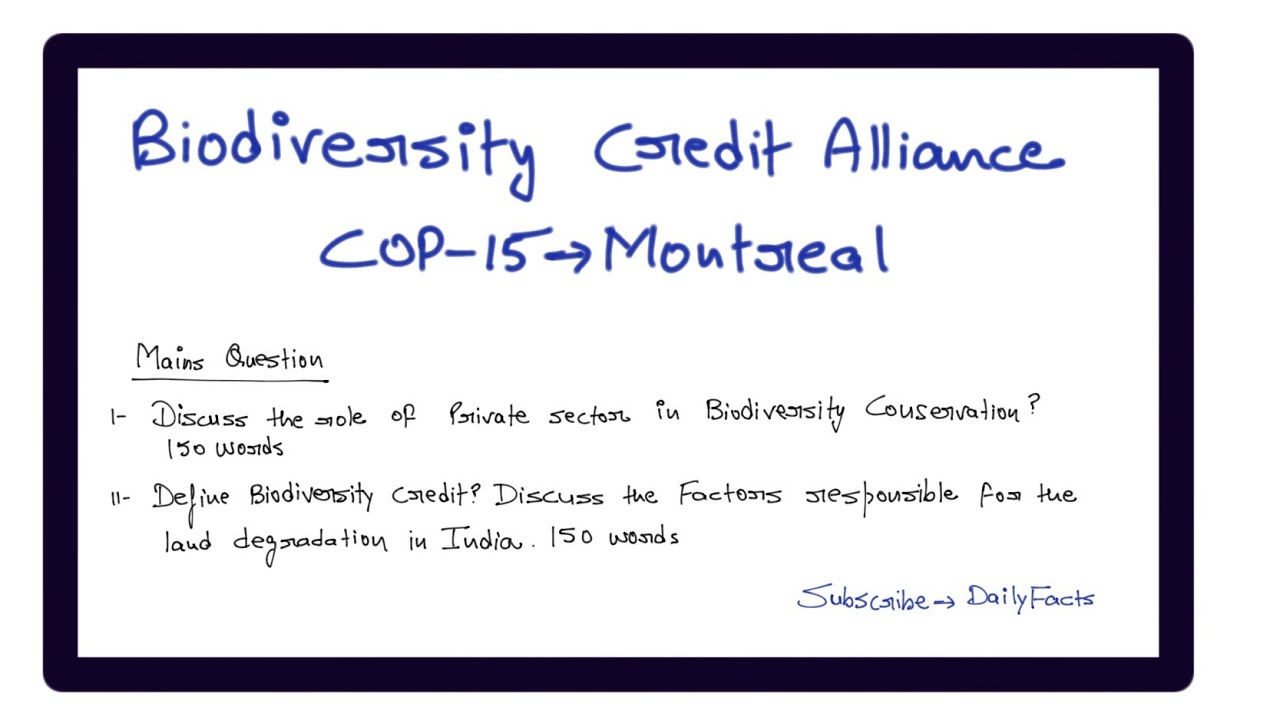 CBD COP-15 Biodiversity credit alliance ll Ecology and Environment ll ...