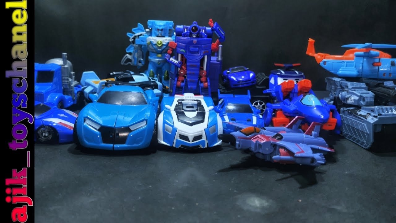All Blue Robot Transformer Optimus Prime, Police Car, Jet Fighter ...
