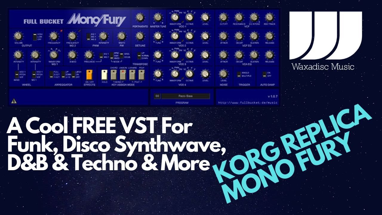 The Korg Mono Fury FREE VST Synth for 2020 Funk Disco Techno Synthwave ...