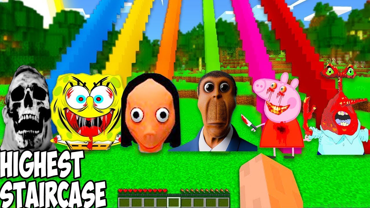 What is the HIGHEST STAIRCASE NEXTBOT SPONGEBOB OBUNGA MOMO PEPPA KRABS ...