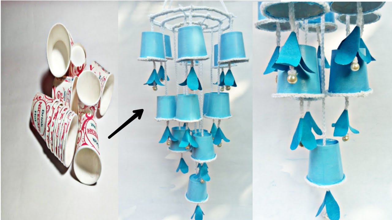 ঝাড়বাতি বানানো। How to make paper Jharbati easy।। DIY hanging craft ...