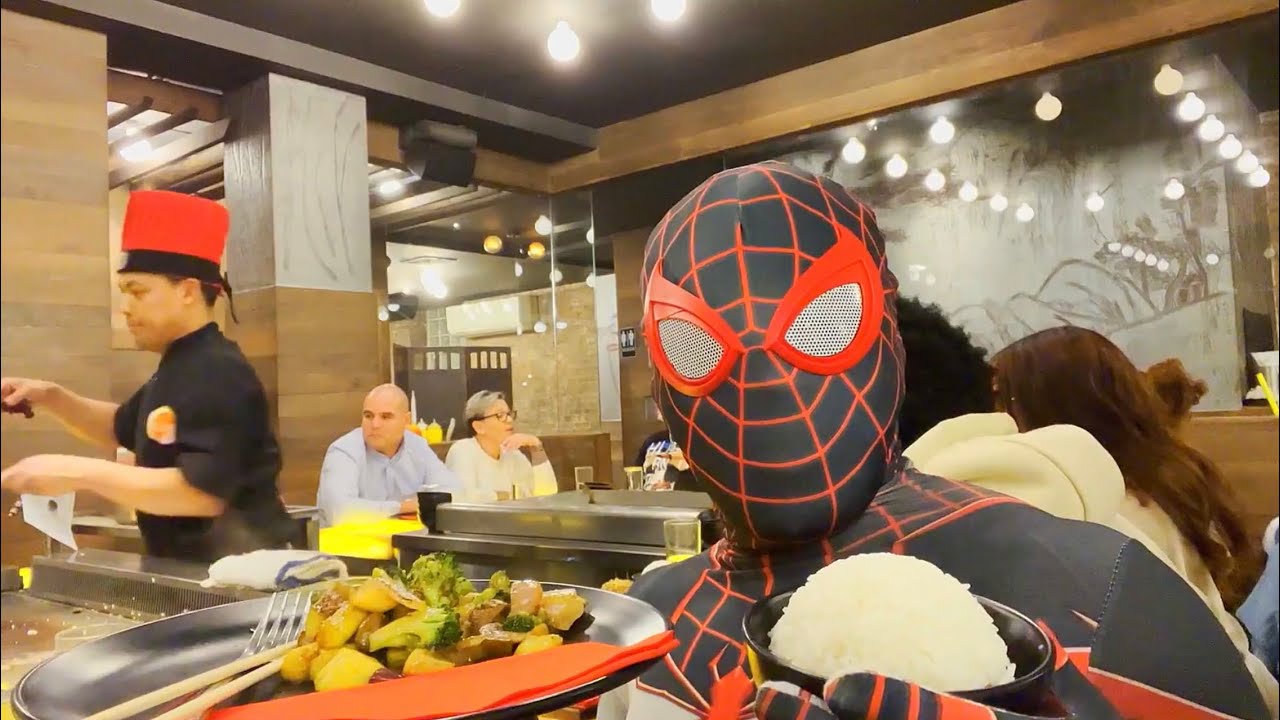 Spider-Man eats at Hibachi #spiderverse #spiderman - YouTube