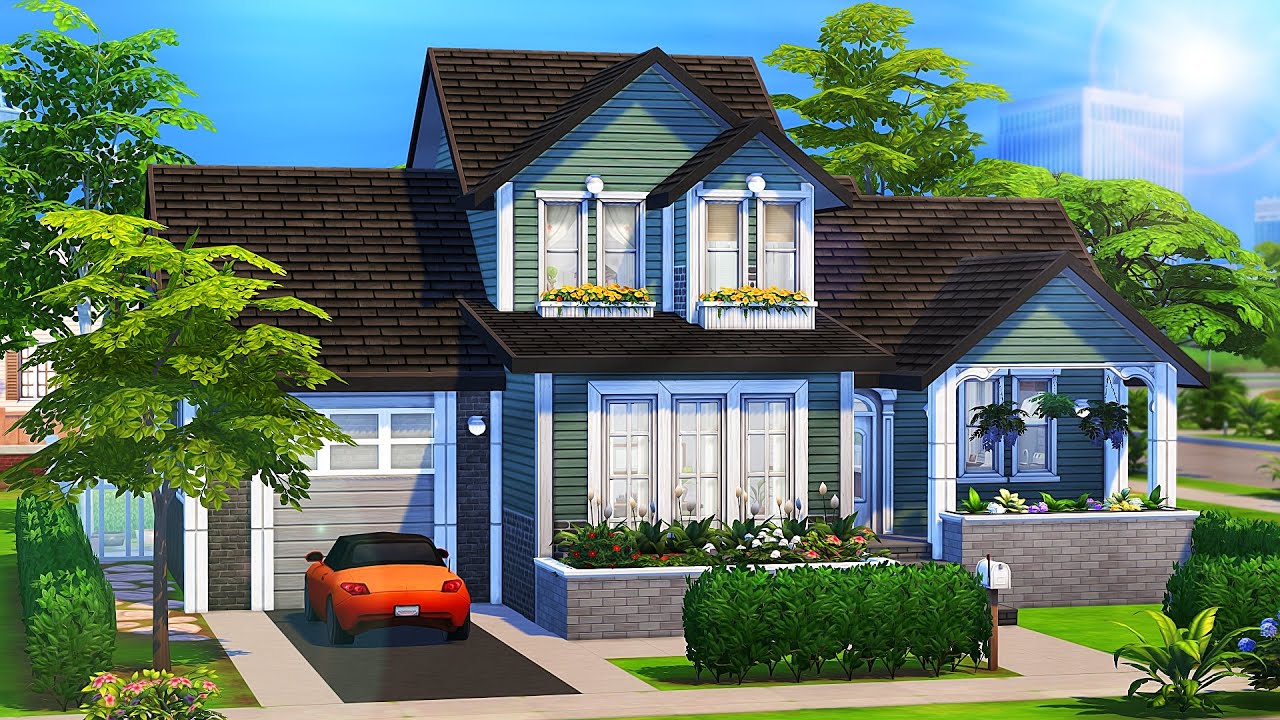 SPLIT-LEVEL BASE GAME FAMILY HOME 💕 | The Sims 4: Speed Build - YouTube