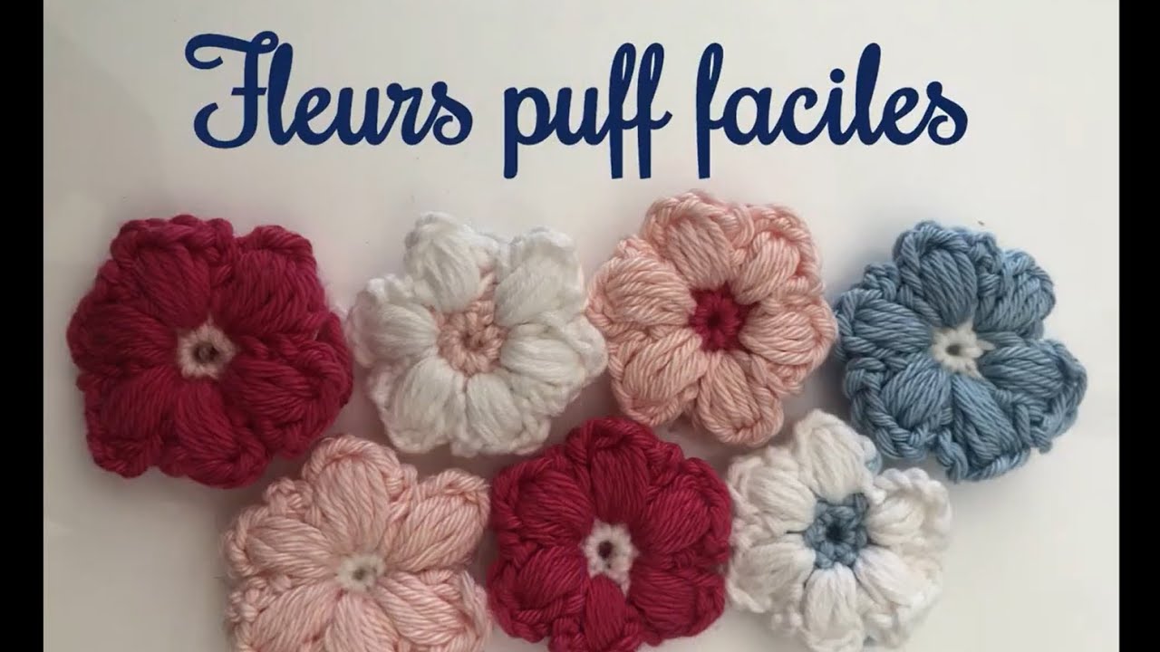 Tuto crochet débutant fleur puff facile - learn easy crochet puff ...