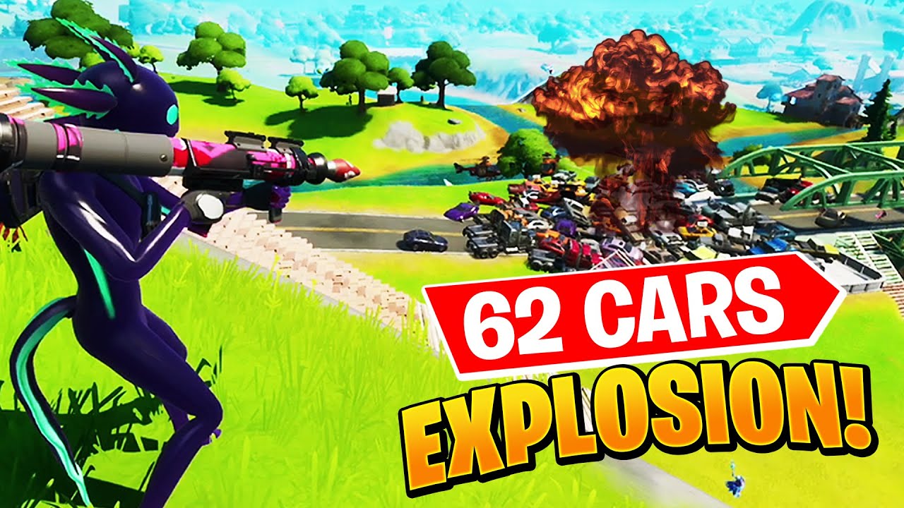62 CARS EXPLODING at ONCE! - Fortnite Cars Best Moments! - YouTube