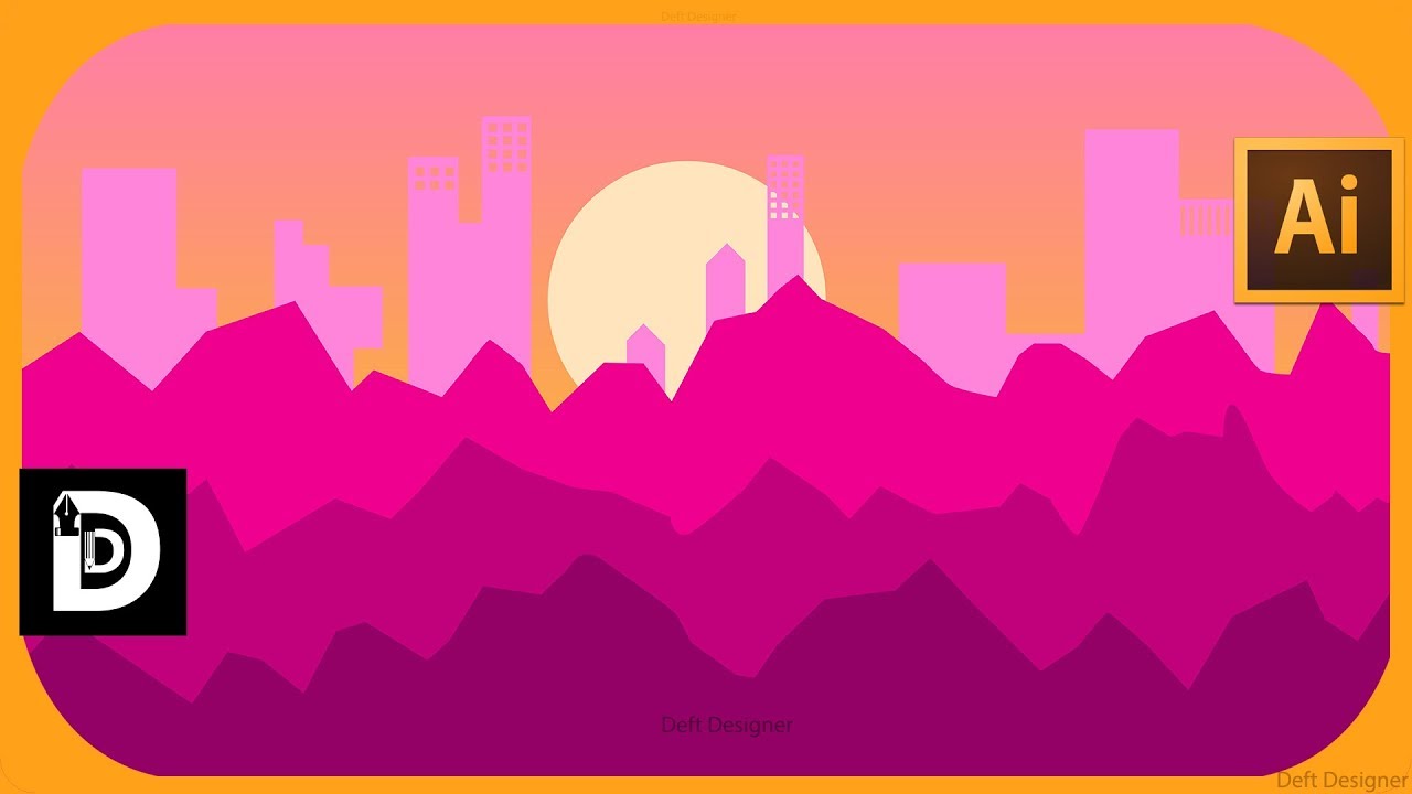 Flat Landscape illustrator tutorial ; Minimal Illustration tutorial ; Deft Designer - YouTube
