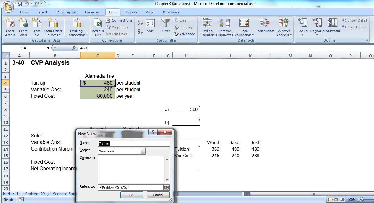 Excel CVP - Using Excel's Scenario Manager - YouTube