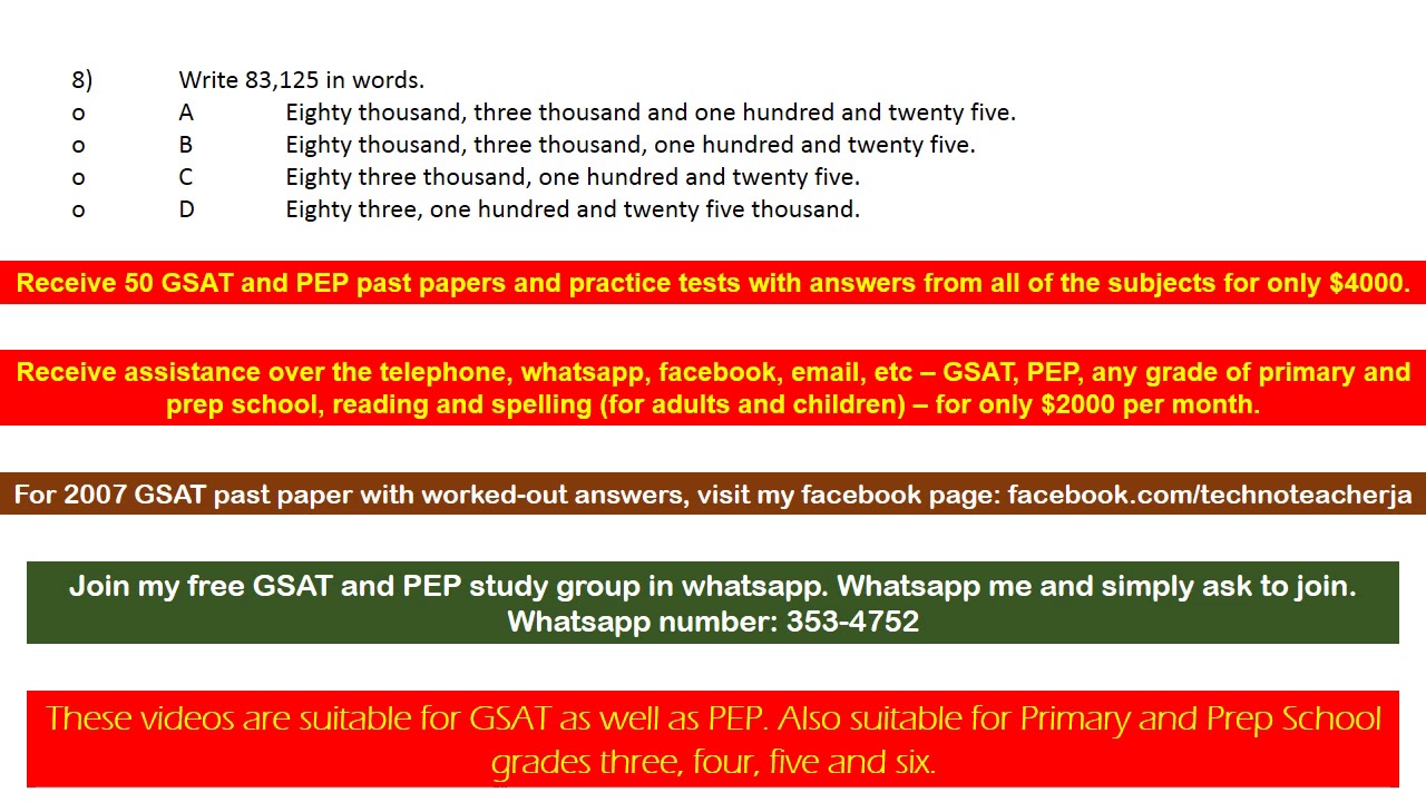 PEP and GSAT Mathematics Part 8 of 150 Parts - Telling Numbers - YouTube