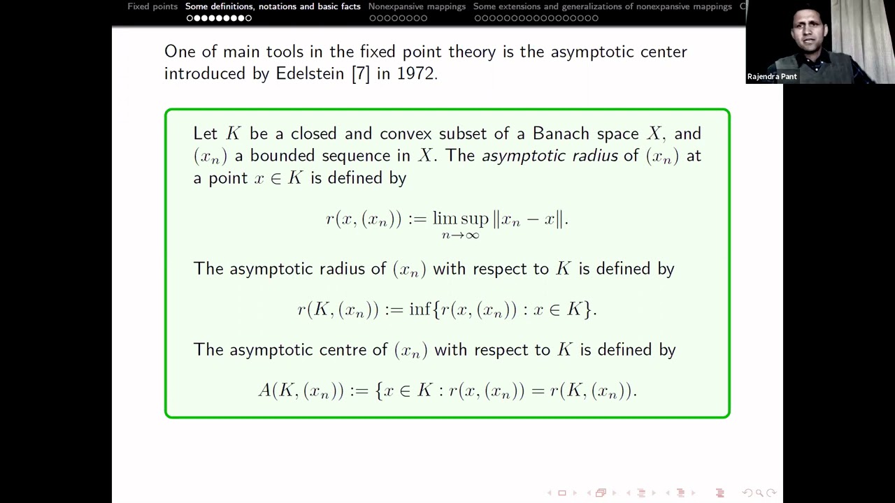 Rajendra Pant Fixed Points Theory For Nonexpansive Type Mappings In Banach Spaces Youtube