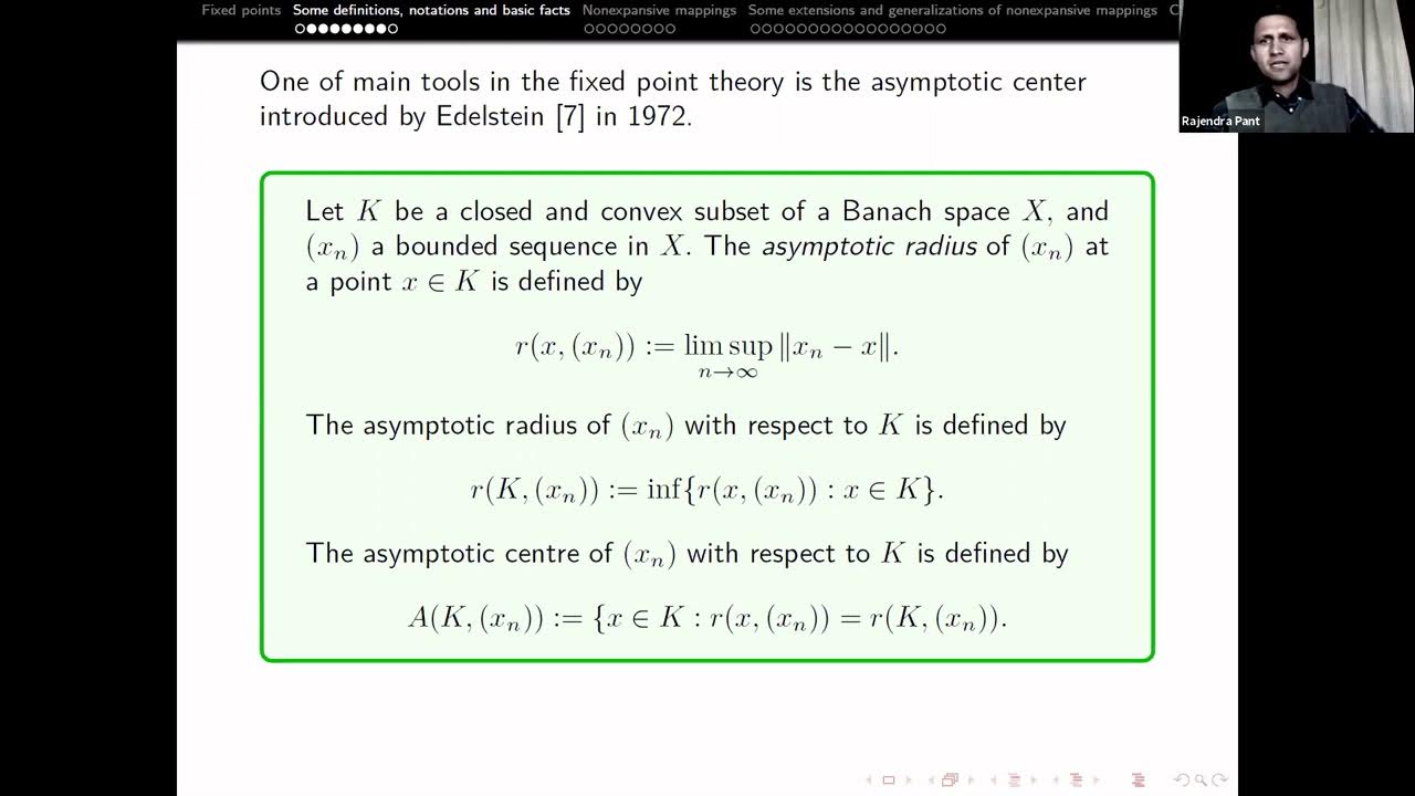 Rajendra Pant - Fixed points theory for nonexpansive type mappings in Banach Spaces - YouTube