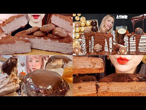 Chocolate crepe cake mukbang compilation